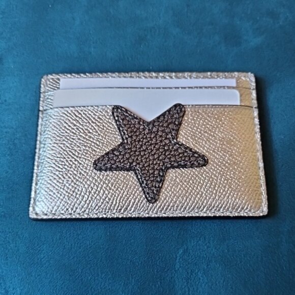 Coach | Bags | Coach Metallic Silver Flat Credit Card Case Silver ...